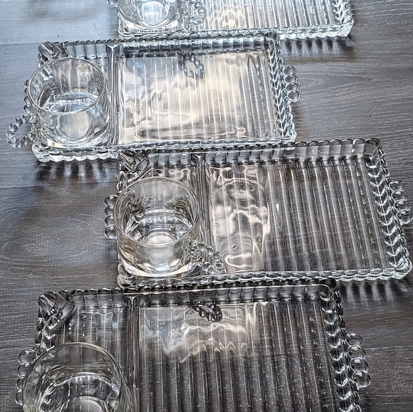 Dining | 4 Piece Vintage Hazel Atlas Orchard Glass Snack Set Lot | Poshmark
